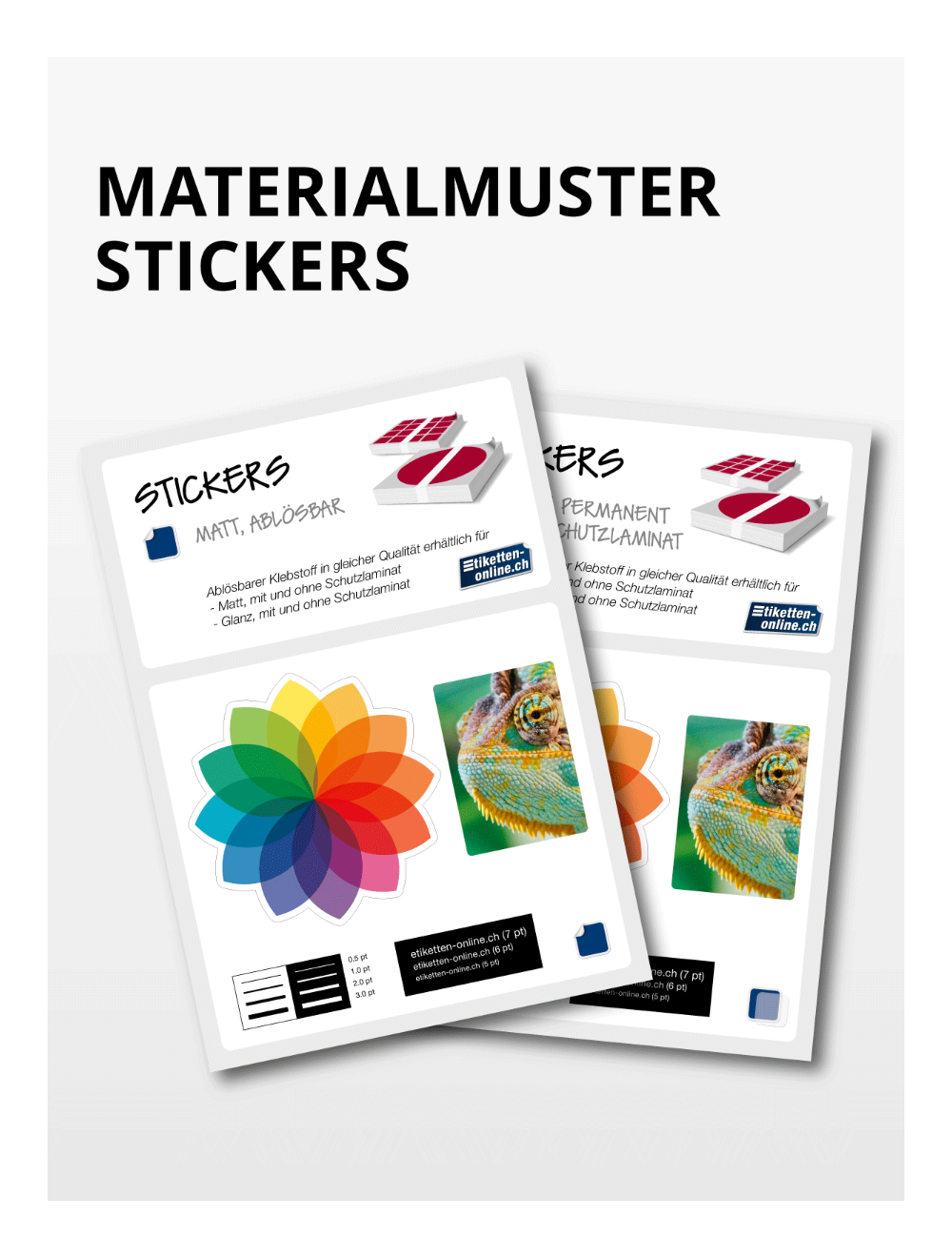 Kostenlose Materialmuster von unseren Stickers